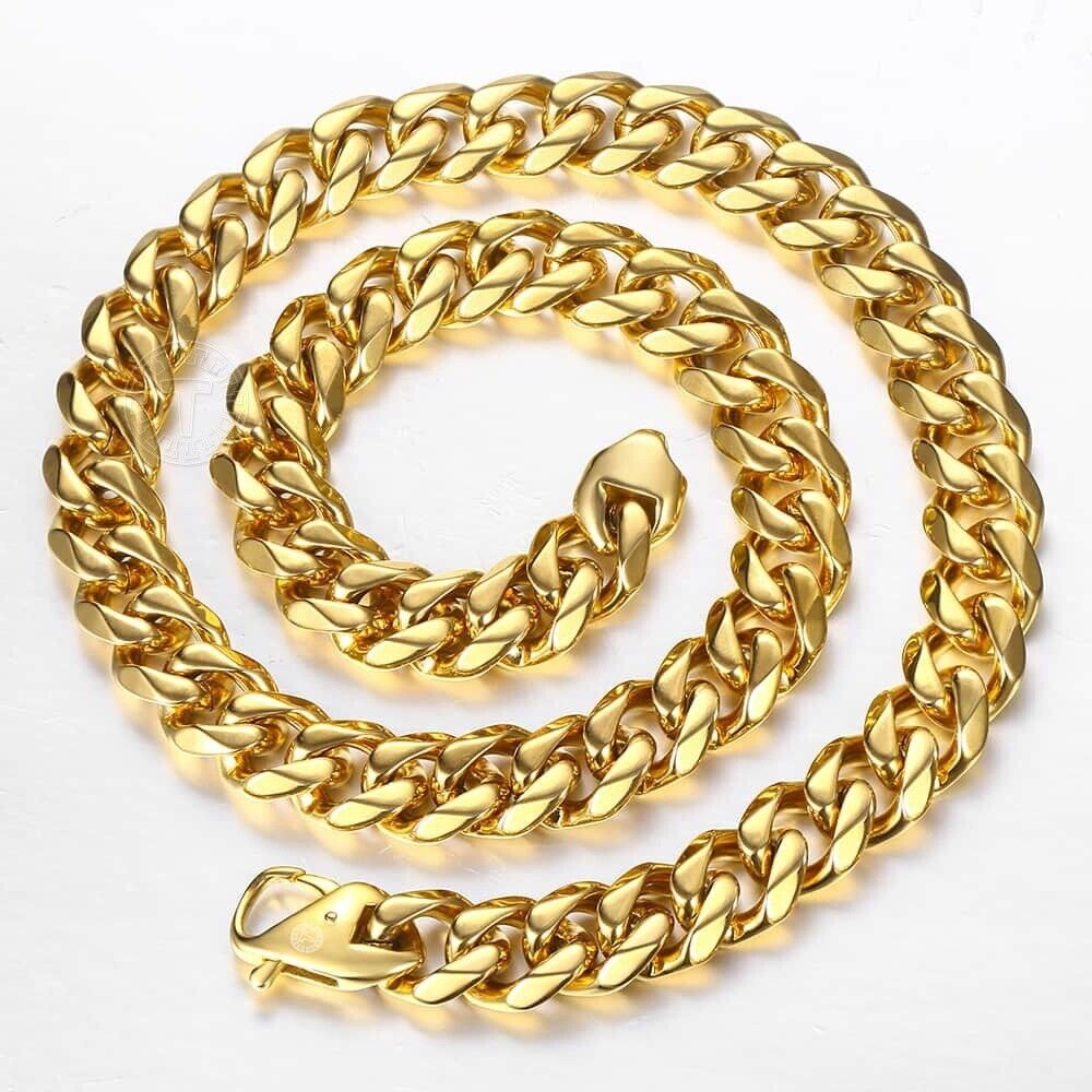 MEN'S HEAVY CHAIN 15MM 18K Gold Filled 50cm - 60cm Necklace Chain 159g ...