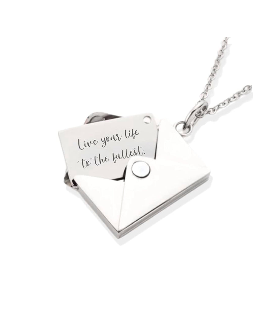 Personalised Secret Message Envelope Necklace — Halo’s London