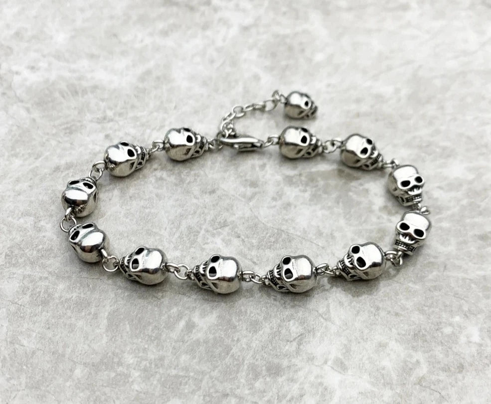 Sterling Silver 925 Skull Link Chain Bracelet – Halo’s London
