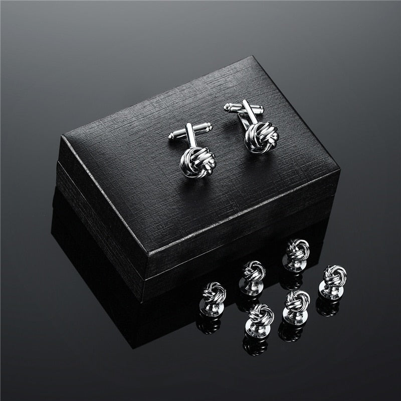 Men's Silver Knot Cufflink & Shirt Stud Buttons – Halo’s London